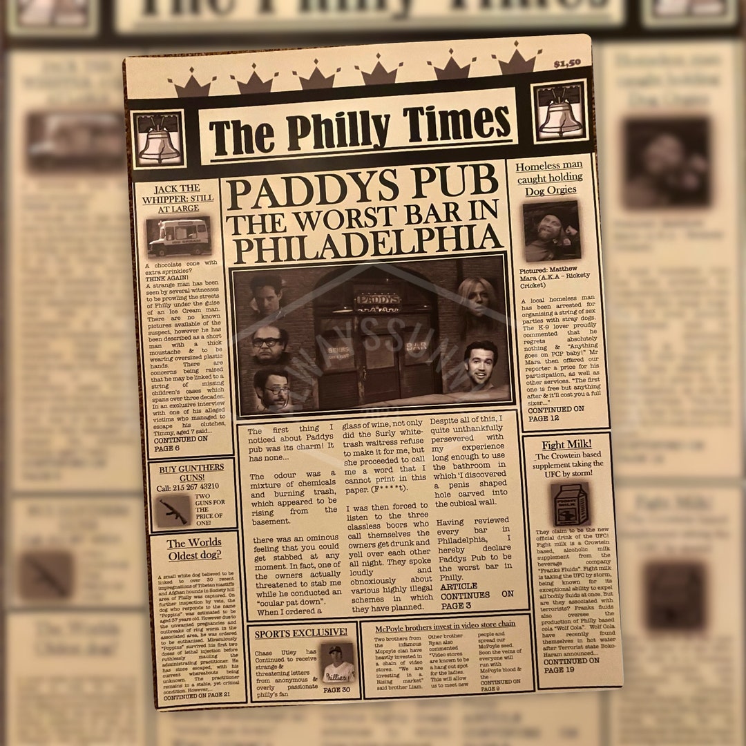 Paddys Pub the Worst Bar in Philly Newspaper Poster - Etsy