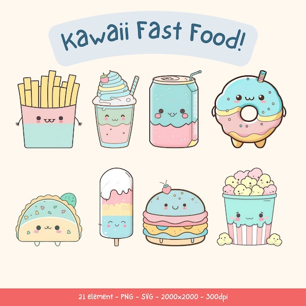 Junk Food Drawings Kawaii - Etsy