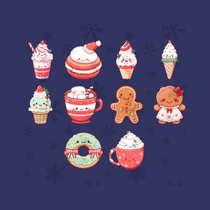 20 PNG SVG Festive Desserts Clipart Bundle - Kawaii Food, Kawaii ...