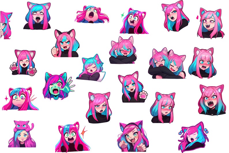 22 PNG Twitch Discord Cat Girl Emotes Pack Twitch Emotes - Etsy Australia