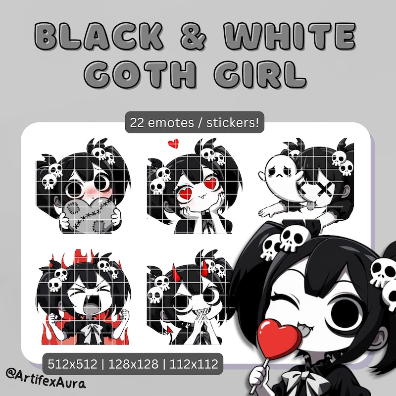 Goth Emotes Girl - Etsy UK