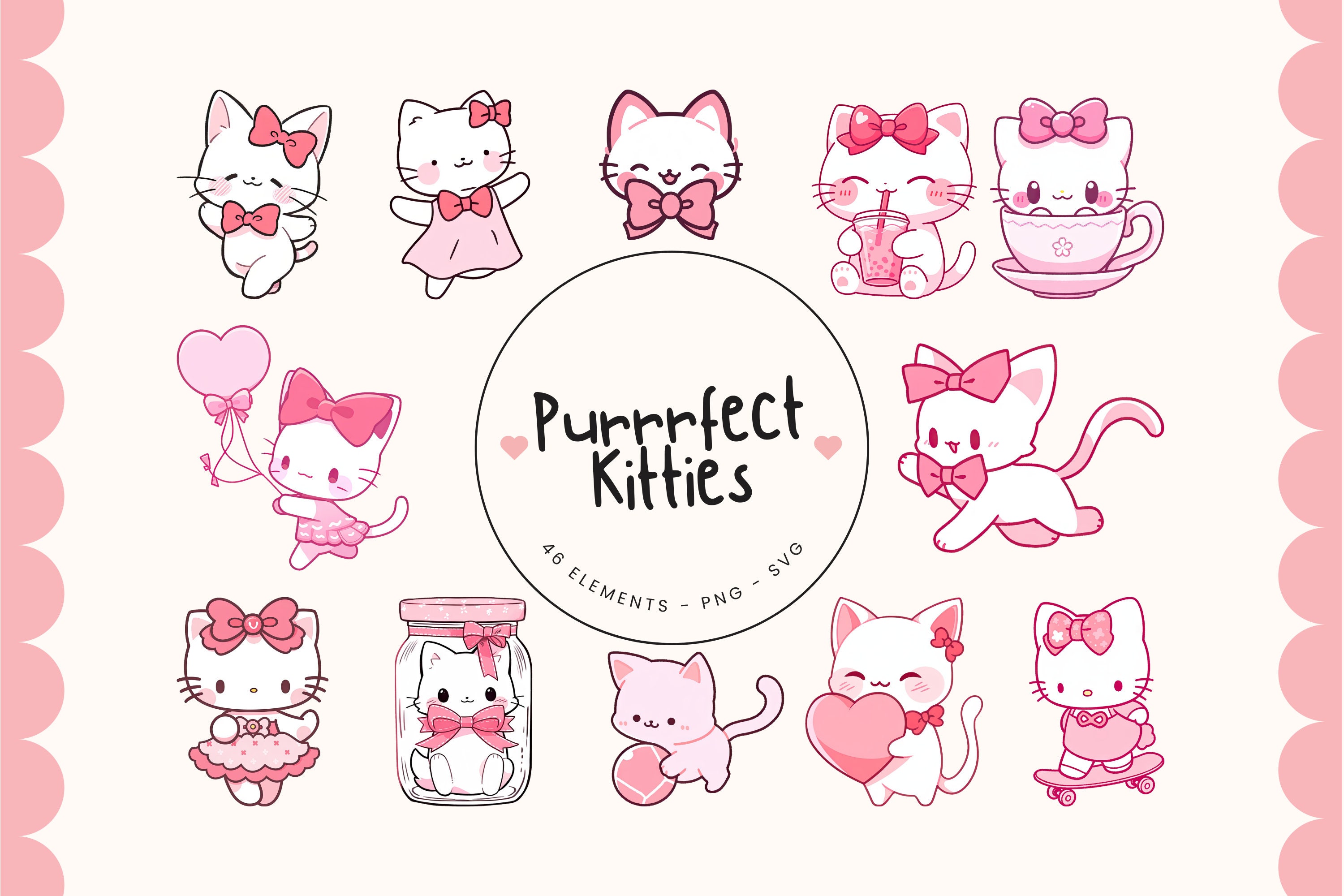 46 PNG SVG Kawaii Cat Clipart Set Kawaii Clipart Kawaii Cat - Etsy