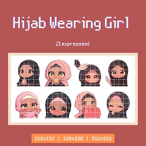 21 Twitch Emote Girl in Hijab - Stickers Bundle, Pack; Discord, Youtube ...