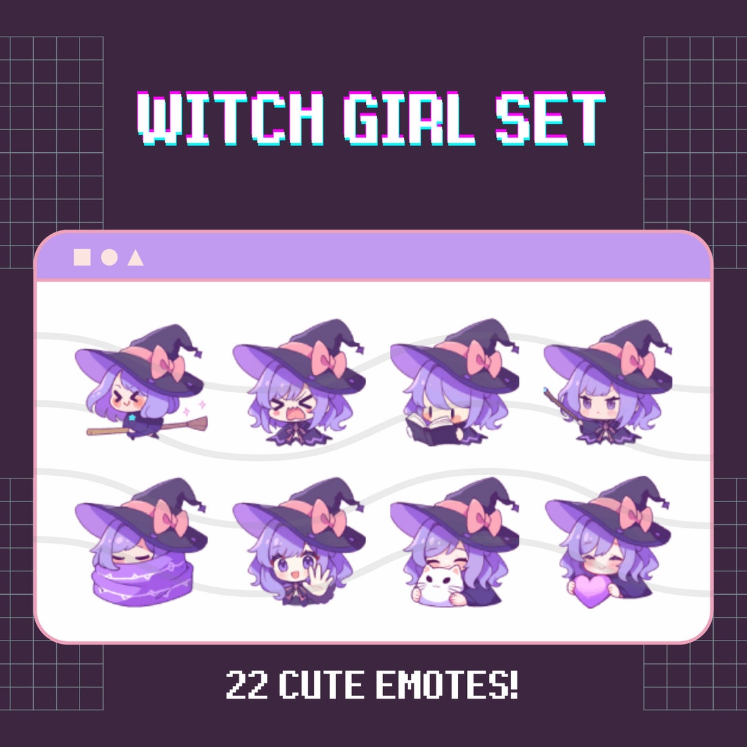 22 Twitch / Discord Witch Girl Halloween Emotes Set - Twitch Emotes ...