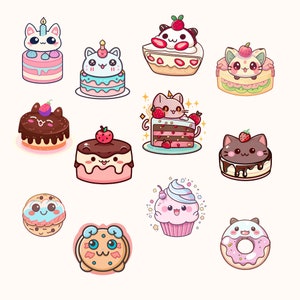 24 PNG SVG Clipart Bundle - Kawaii Food, Kawaii Desserts, Clipart ...