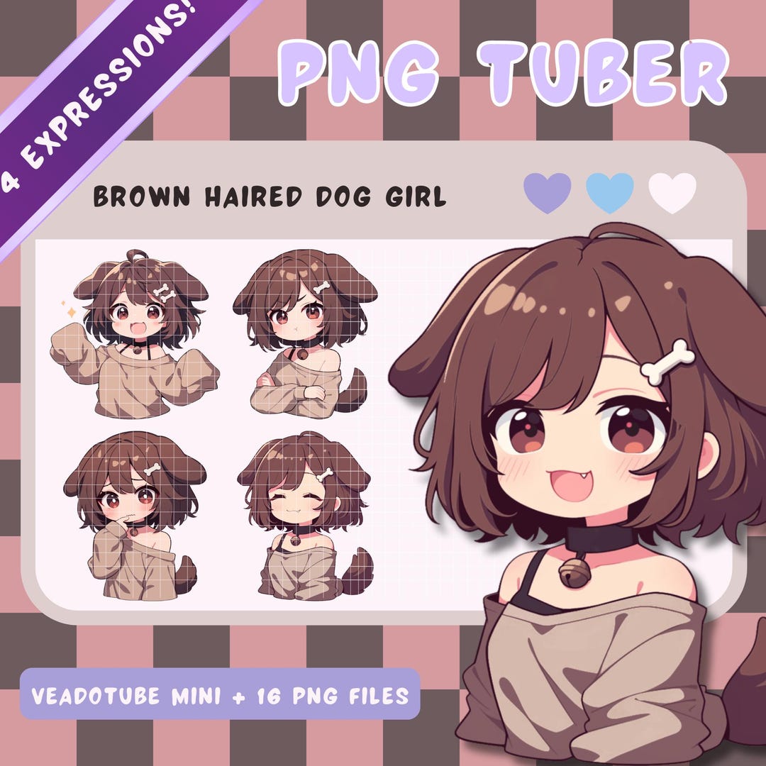 Brown Haired Pngtuber Dog Girl - Anime, Chibi, Kawaii, Premade Twitch ...