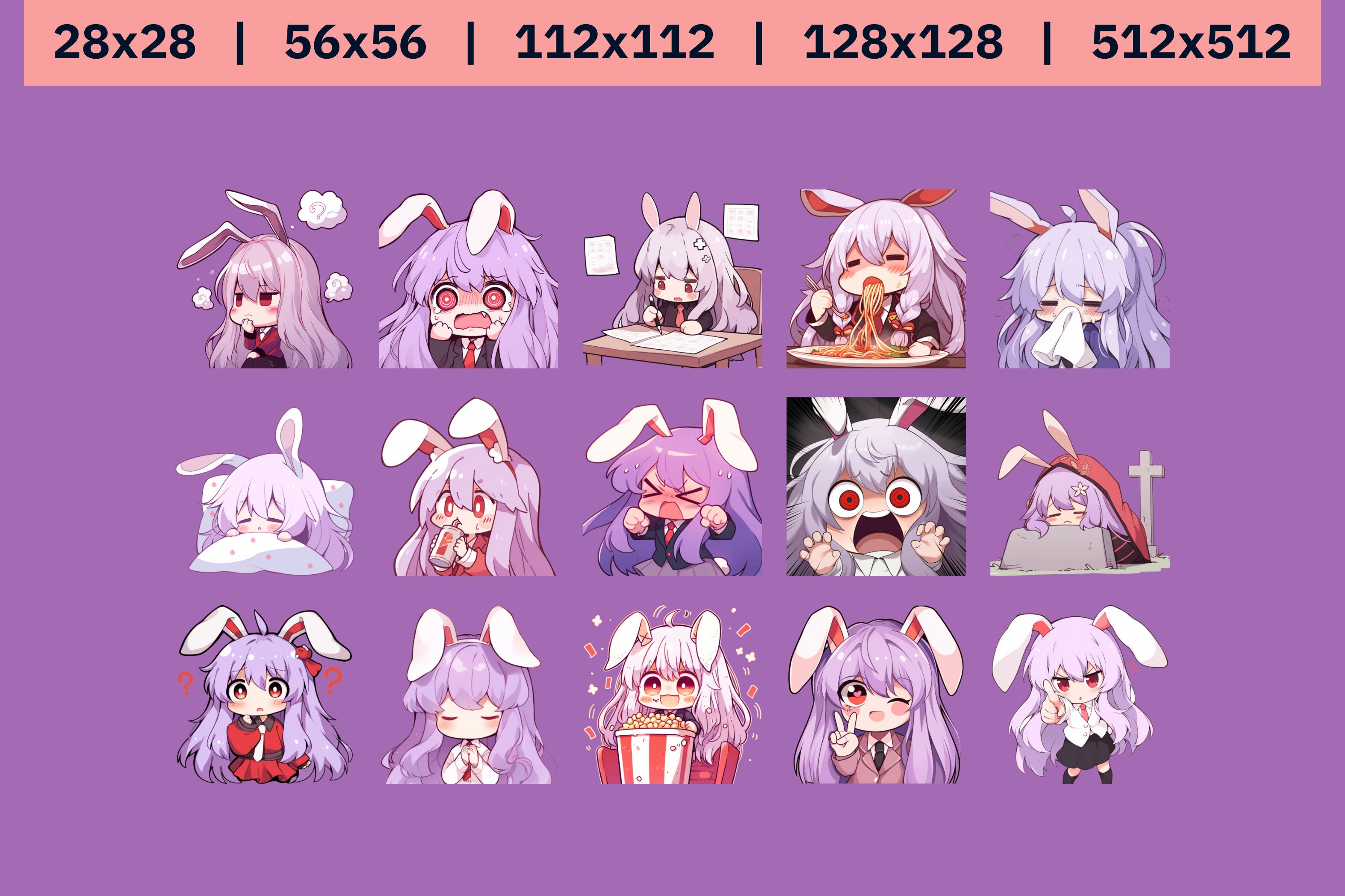 41 Twitch / Discord Emote Girl Purple Hair Twitch Emotes Girl, Twitch ...