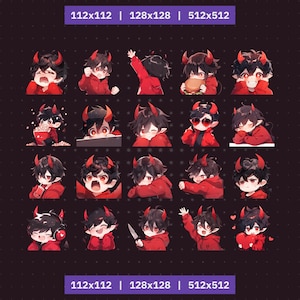 20 Twitch Emotes Red Devil Boy - Set, Bundle, Pack, Stickers, Discord ...