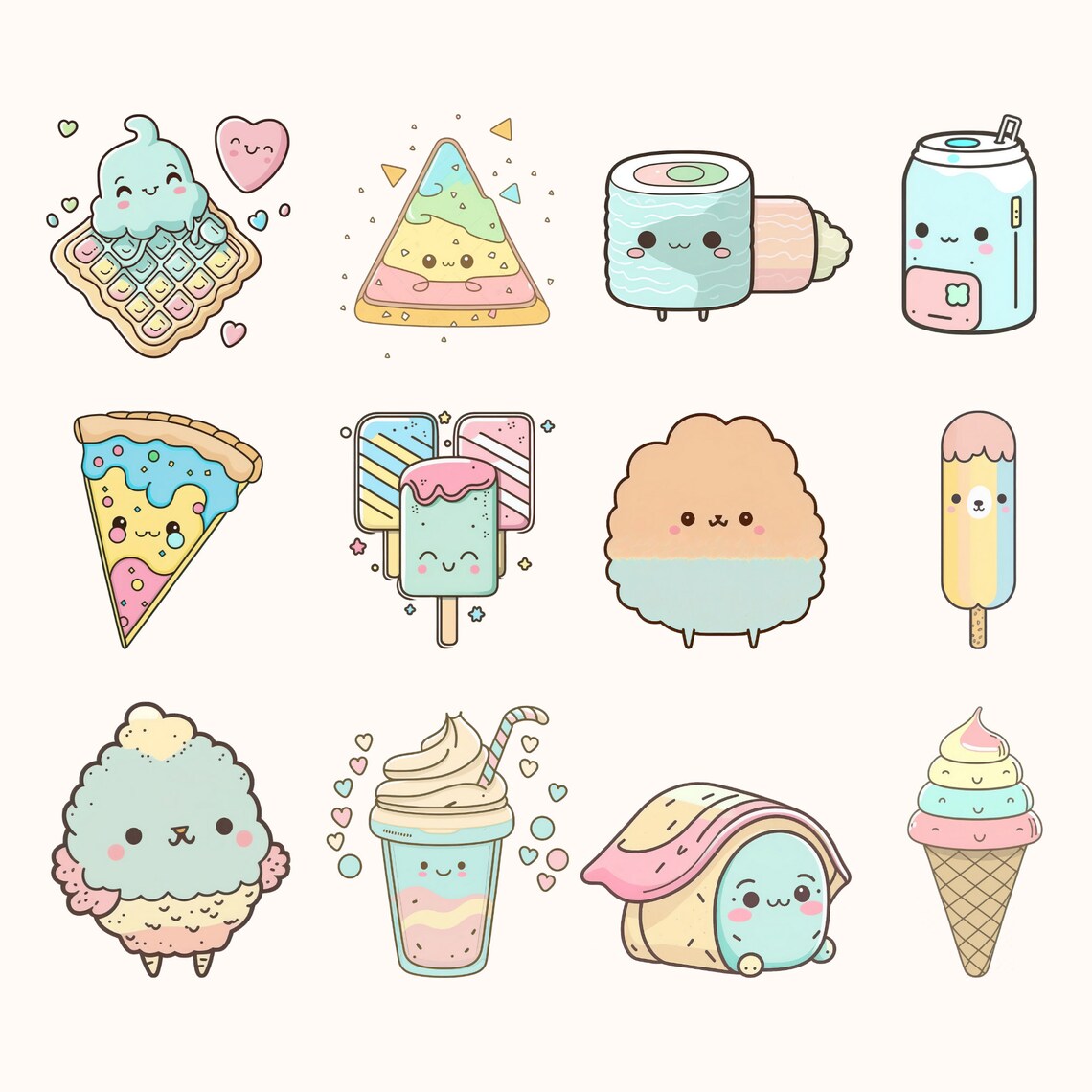 21 PNG SVG Clipart Bundle Kawaii Clipart Kawaii Junk Food - Etsy