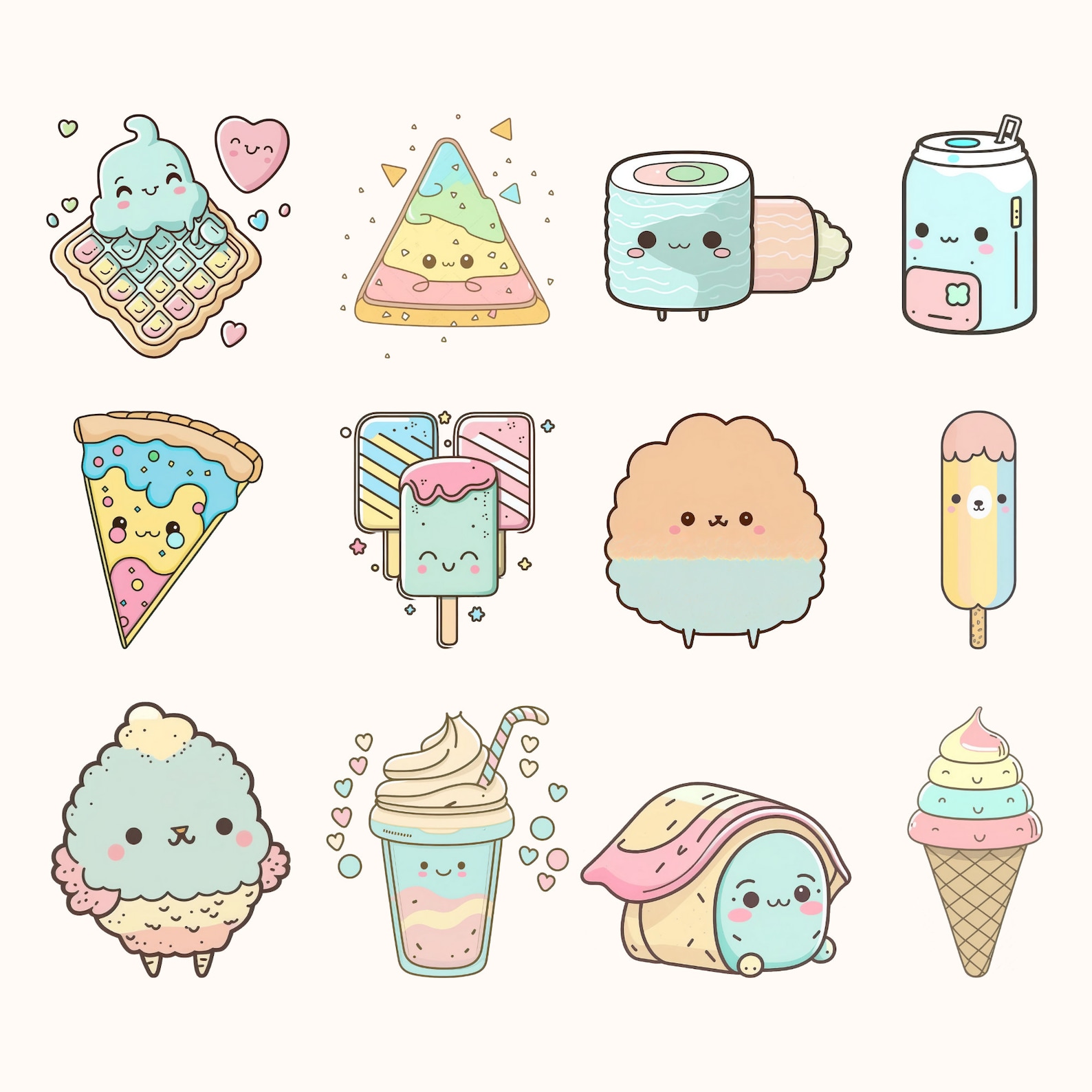 21 PNG SVG Clipart Bundle Kawaii Clipart Kawaii Junk Food - Etsy