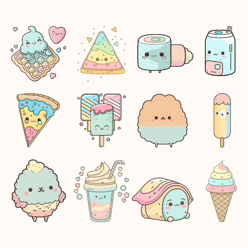 21 PNG SVG Clipart Bundle Kawaii Clipart Kawaii Junk Food - Etsy