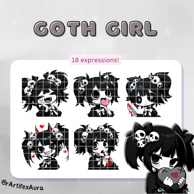 Goth Cute Emotes - Etsy UK