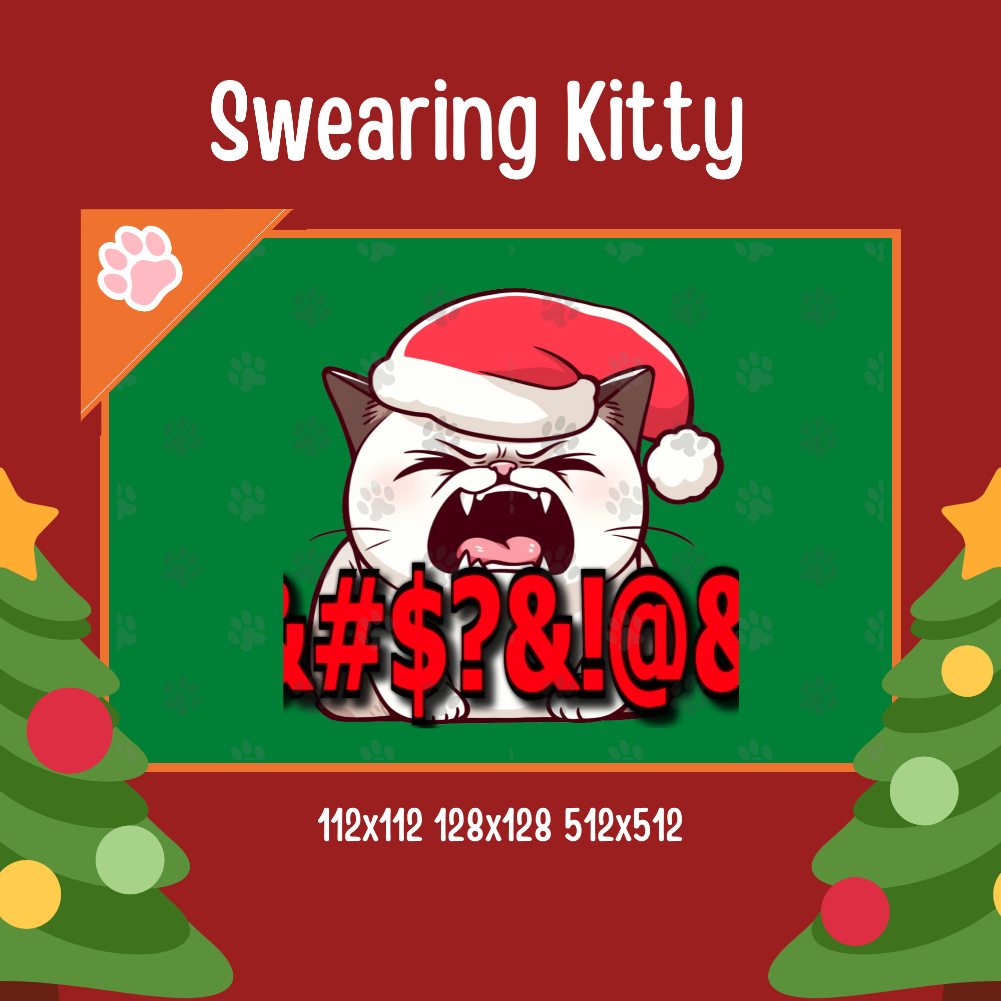 Swearing and Cursing Cat Animated Emote Christmas / Winter / Twitch ...