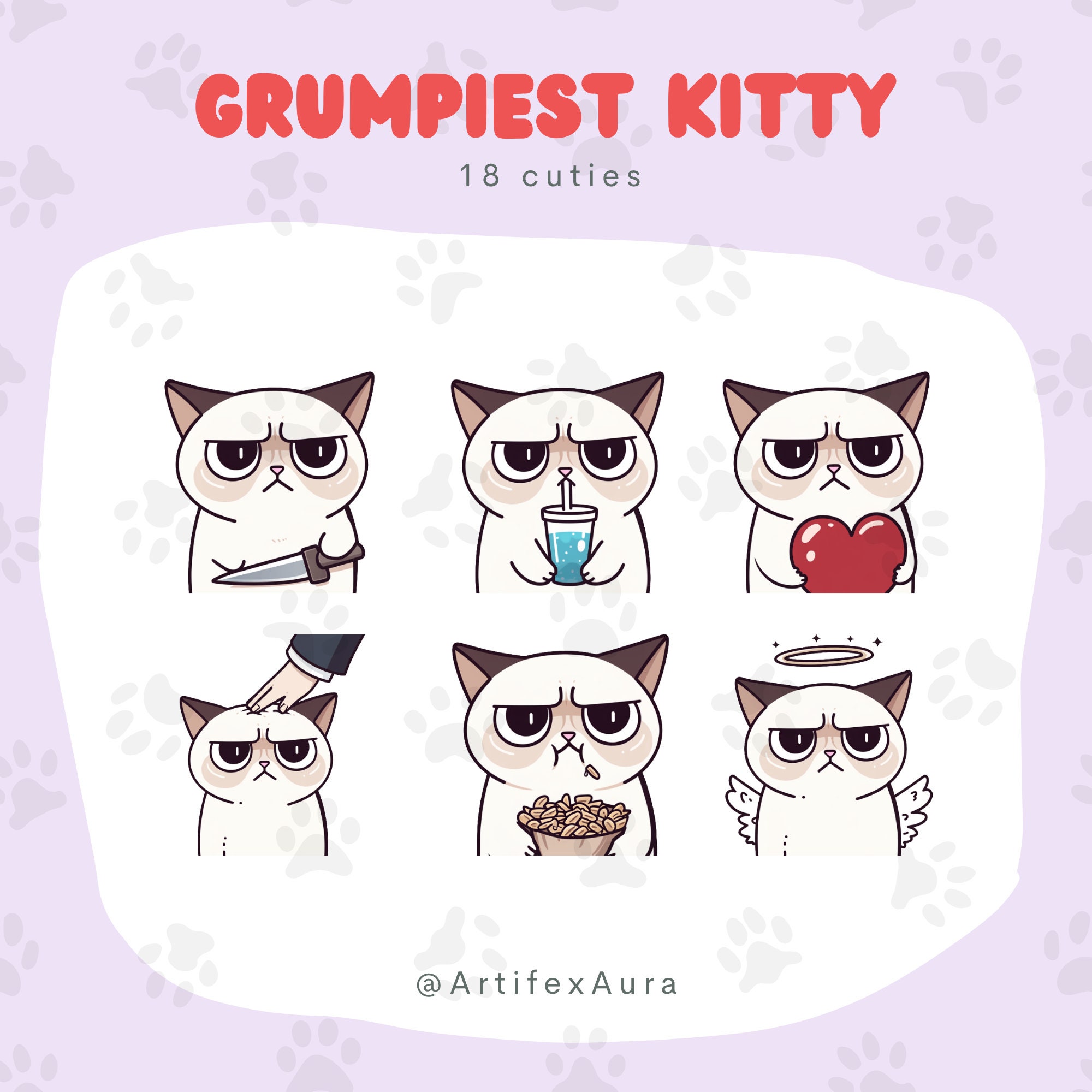 18 Grumpy Kitty Emotes Twitch Emotes Cat, Discord, Youtube Cute Kawaii ...