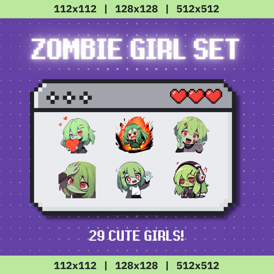 29 Twitch Halloween Zombie Girl Emote Set Twitch Emotes Girl, Zombie ...