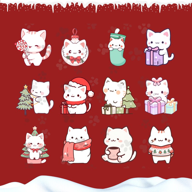 25 Png Svg Kawaii Clipart Set Cute Kawaii Cat Clipart Stickers Twitch Discord Emotes Badges