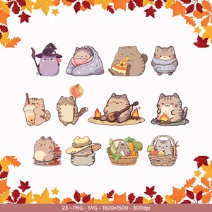 23 PNG SVG Kawaii Cat Clipart Bundle - Kawaii Clipart, Kawaii Svg ...