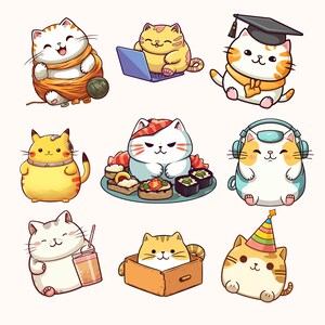 23 PNG SVG Kawaii Clipart Set - Kawaii Clipart, Kawaii Cat Clipart ...