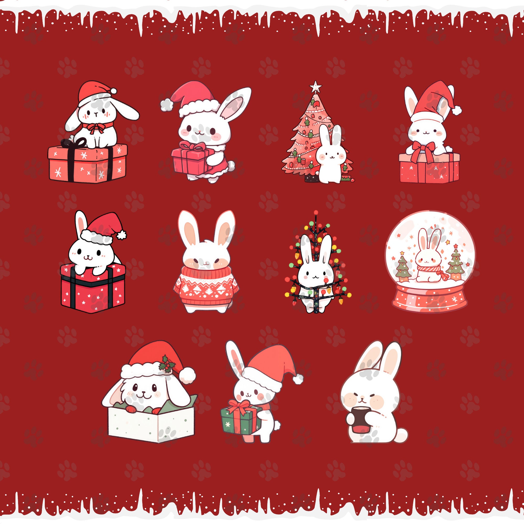 23 PNG SVG Kawaii Bunny Clipart Set - Cute Clipart, Stickers | Twitch ...