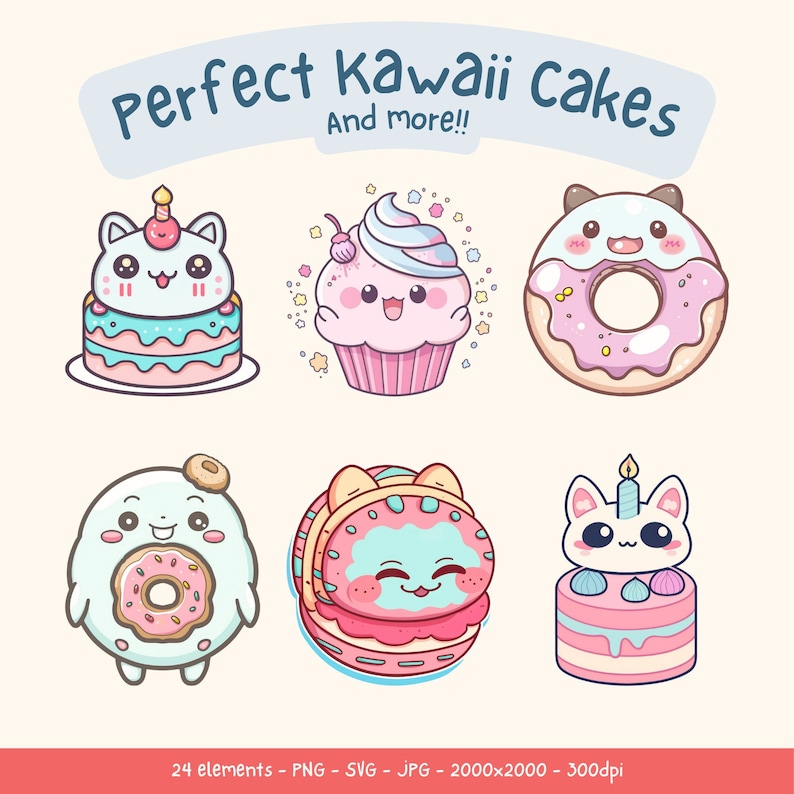 24 PNG SVG Clipart Bundle Kawaii Food, Kawaii Desserts, Clipart Kawaii ...