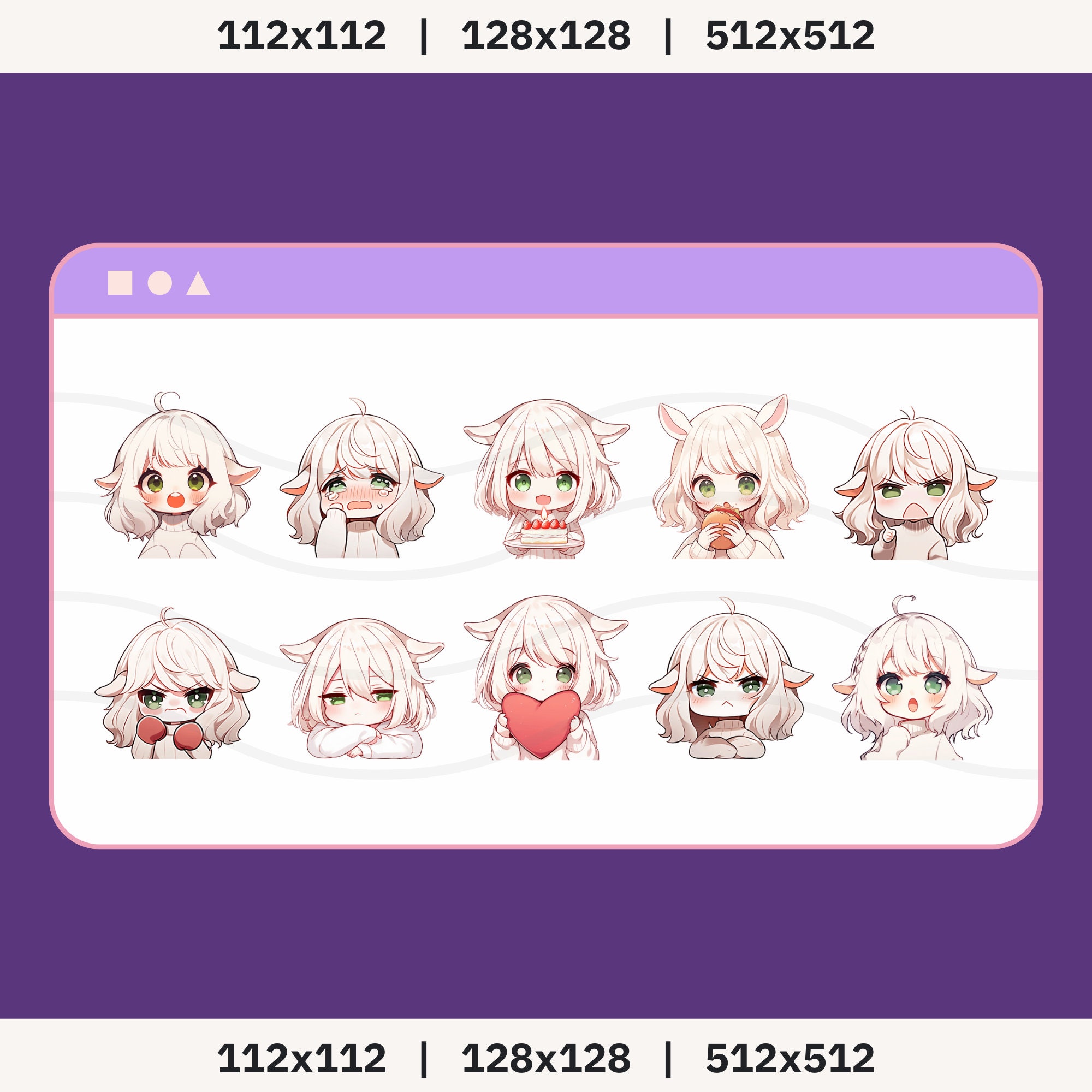 20 Twitch / Discord Emotes Girl With White Hair Twitch Emotes Pack of a ...