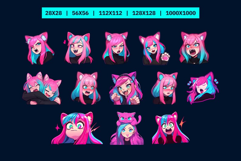 22 PNG Twitch Discord Cat Girl Emotes Pack Twitch Emotes - Etsy Australia