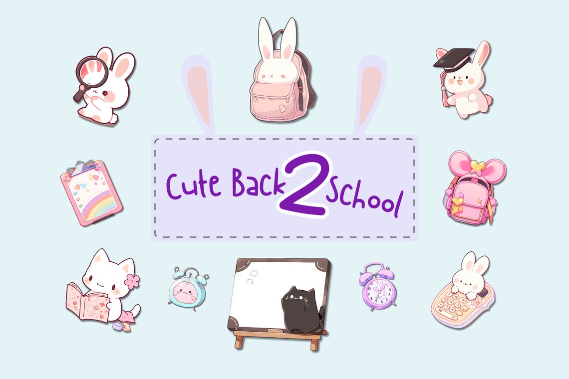 32 PNG SVG Kawaii School Supplies Clipart Teacher Clipart, Kawaii ...