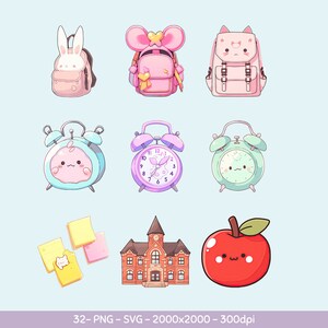 32 PNG SVG Kawaii School Supplies Clipart - Teacher Clipart, Kawaii ...