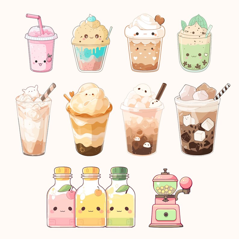 30 PNG SVG Kawaii Coffee Clipart Bundle Kawaii Clipart Cute - Etsy