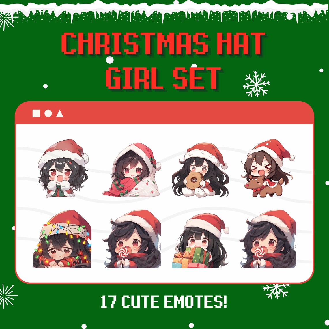 17 Twitch / Discord Emotes of a Girl With Black Hair and a Red ...