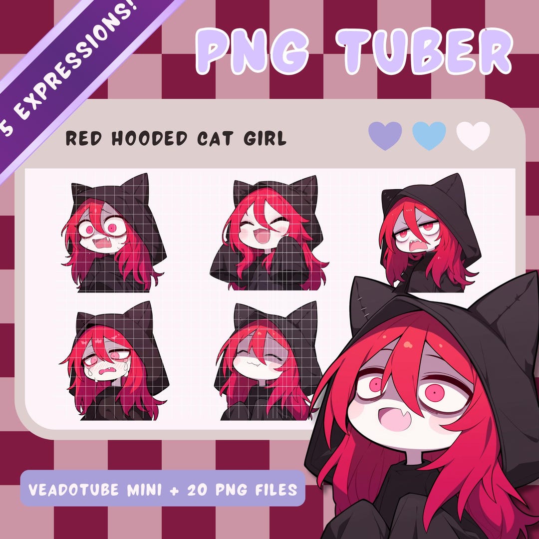 Red Haired Pngtuber Cat Girl - Anime, Chibi, Kawaii, Premade Twitch ...