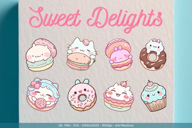 28 PNG SVG Desserts Clipart Bundle - Kawaii Food, Kawaii Clipart ...
