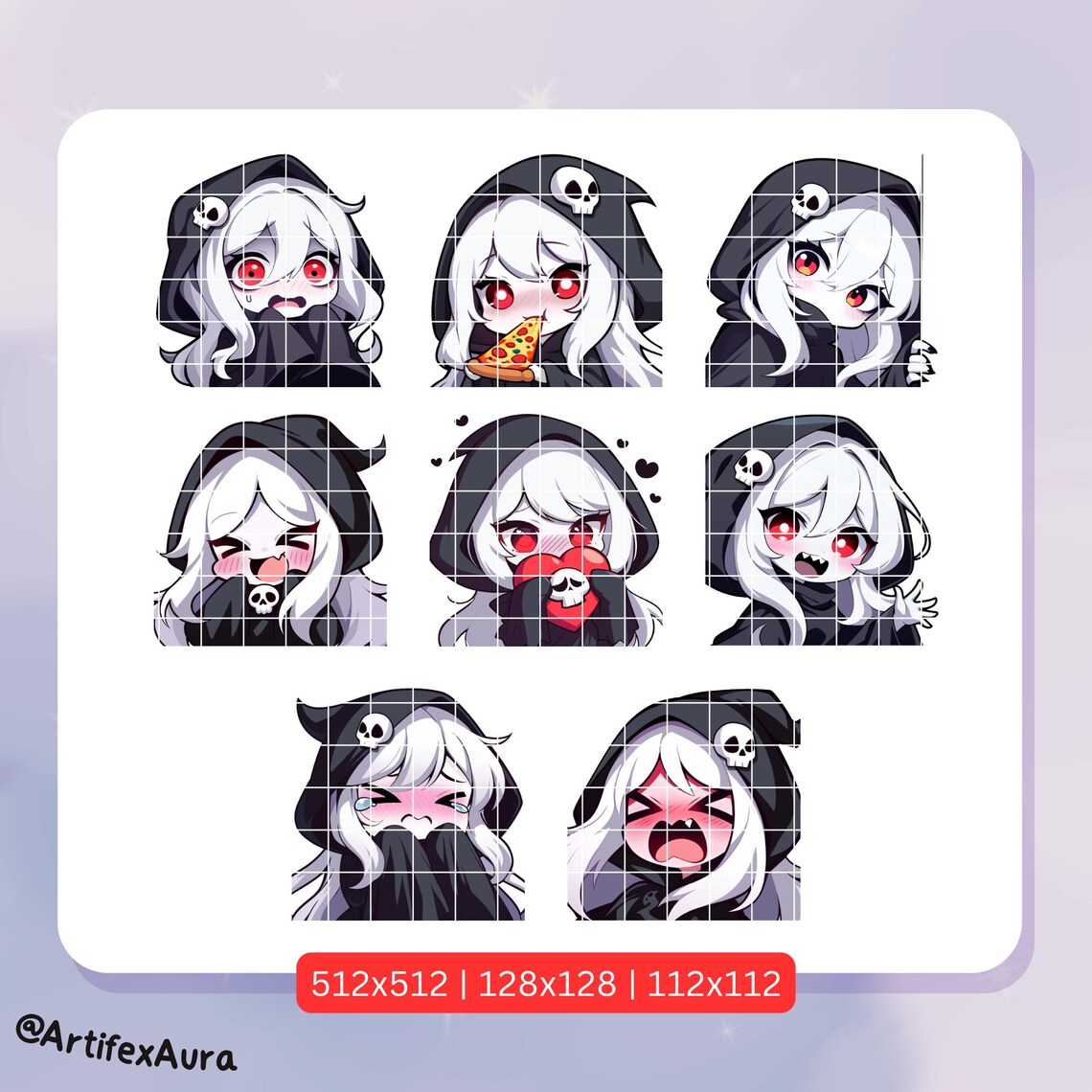 13 Twitch Emotes Girl Grim Reaper Set 1 - Stickers Bundle, Pack; Twitch ...