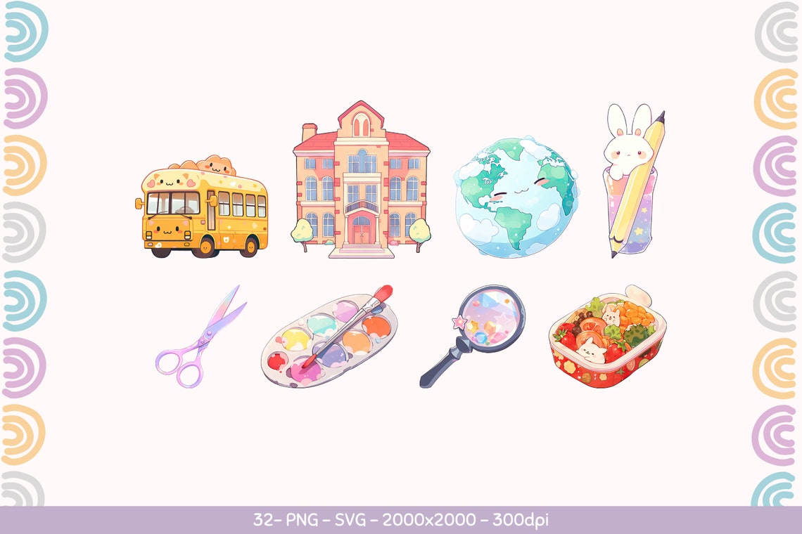 32 PNG SVG Kawaii School Supplies Clipart Kawaii Clipart, Kawaii School ...