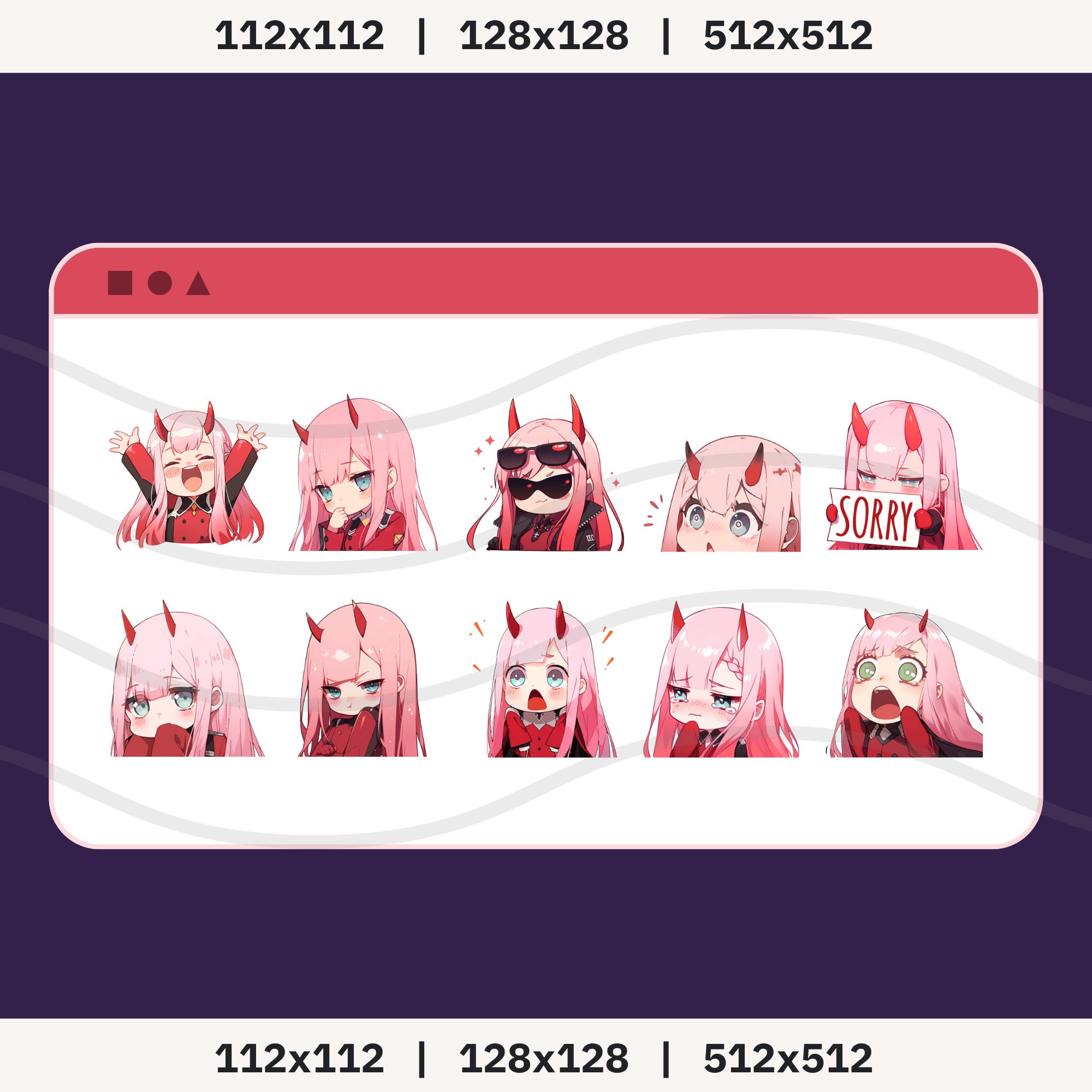46 Twitch / Discord Emotes Pack Horned Chibi Devil Girl With Pink Hair ...