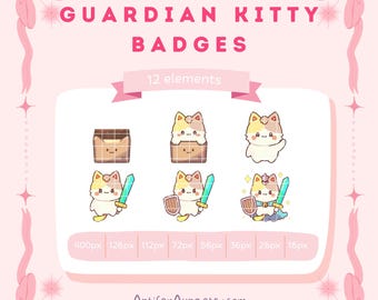12 Chibi Kawaii Cat Badge Set, Cute Twitch Sub Pack, Bit Badge & Emote ...