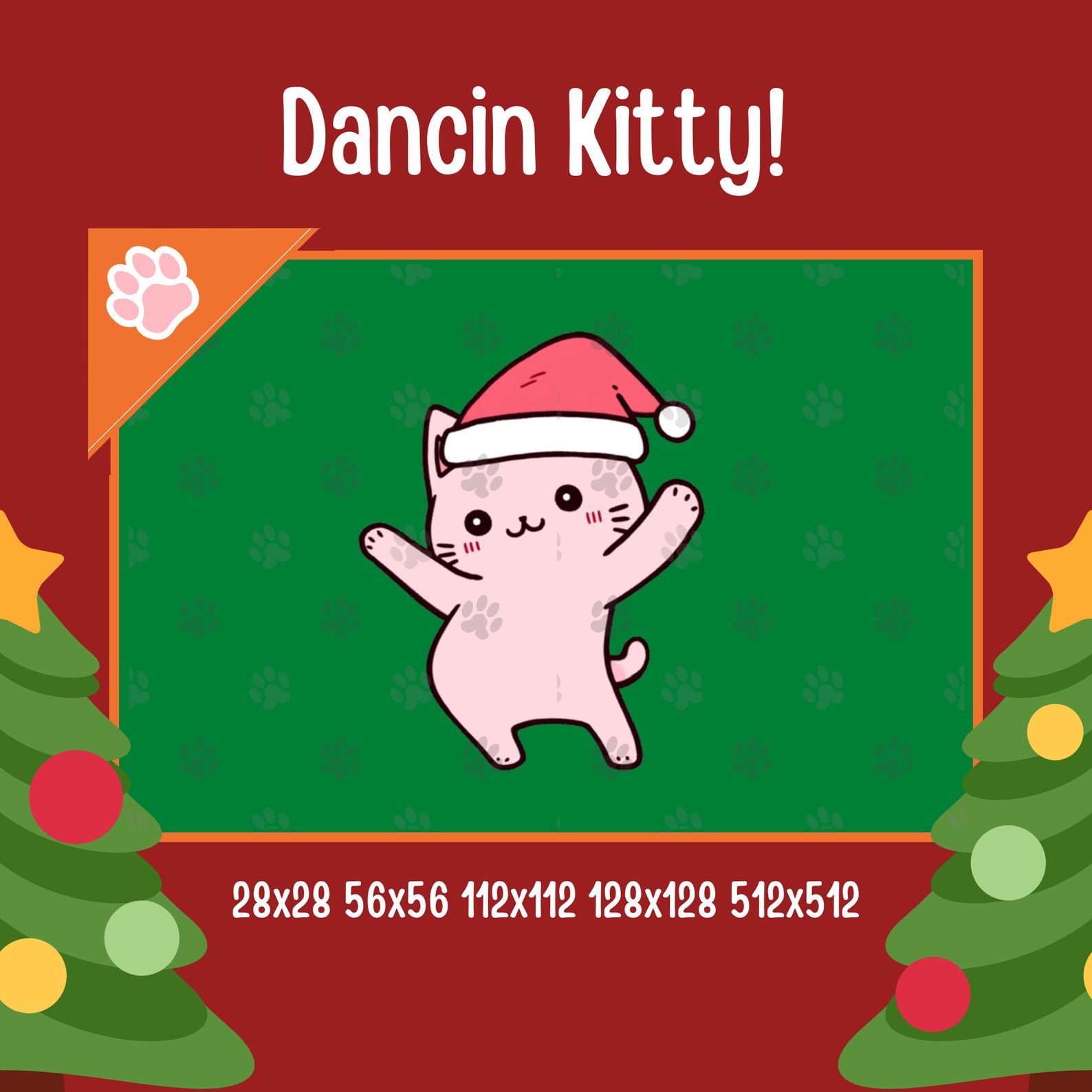 Pink Cat With a Red Hat Animated Emote Christmas / Winter / Twitch ...