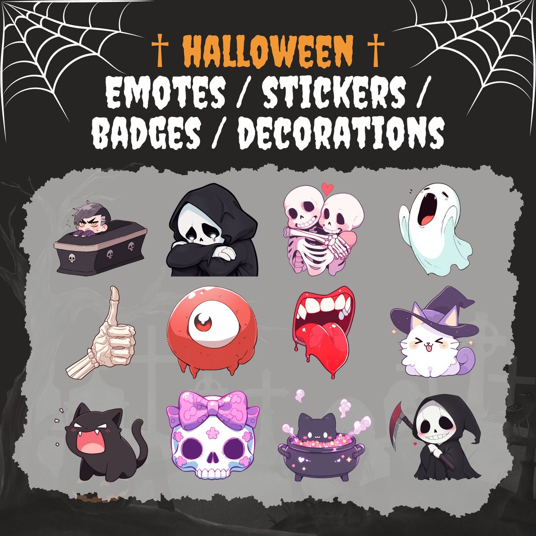 24 Twitch Halloween Emotes / Badges / Stickers Set - Twitch, Youtube ...