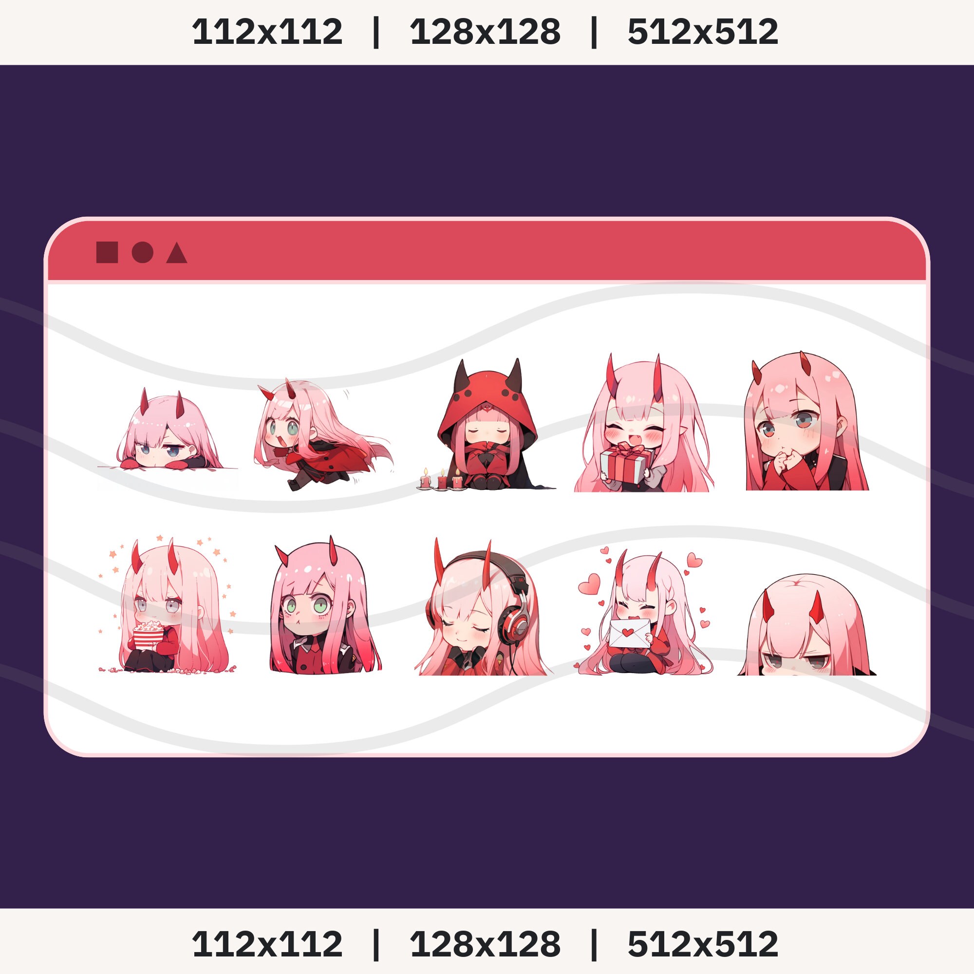 46 Twitch / Discord Emotes Pack Horned Chibi Devil Girl With Pink Hair ...