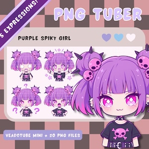 Chica gótica PNGTuber de cabello morado - Anime, Chibi, Kawaii, Recurso ...