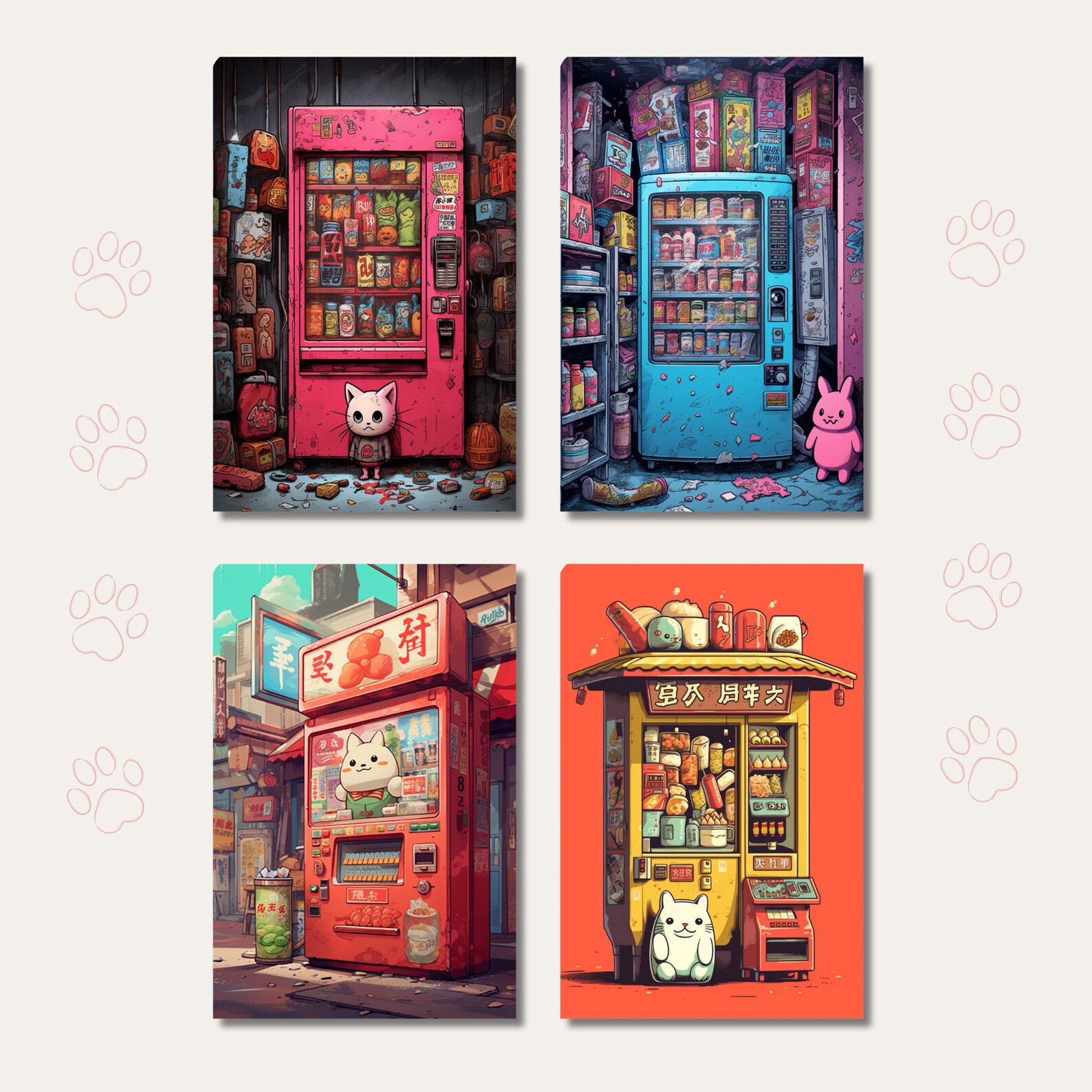 12 Kawaii Food Vending Machines PNG Kawaii Art Print, Kawaii Food ...