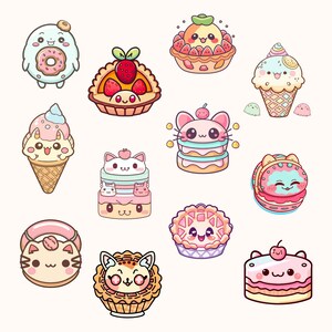 24 PNG SVG Clipart Bundle - Kawaii Food, Kawaii Desserts, Clipart ...