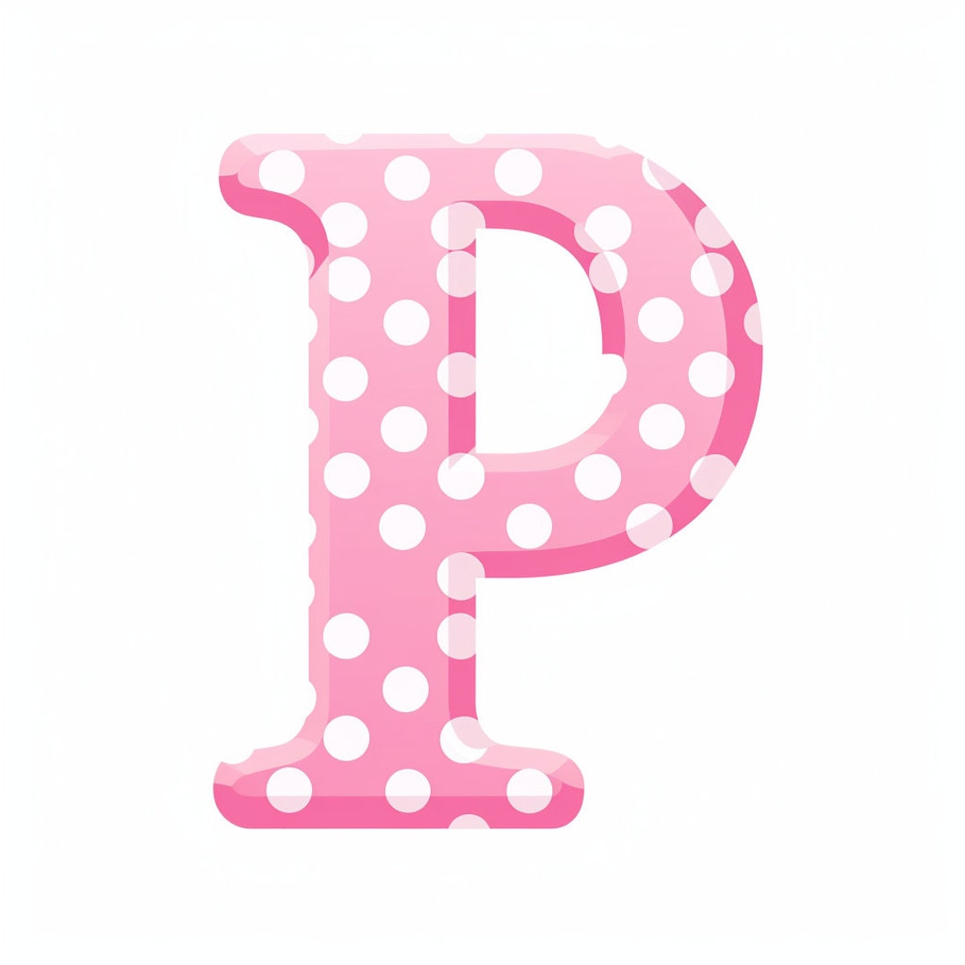 Pink Polka Dot Letter P Transparent Letter Graphic Printable Art ...