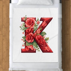 Red Rose Letter K Transparent Letter Graphic Printable Art, Aesthetic ...