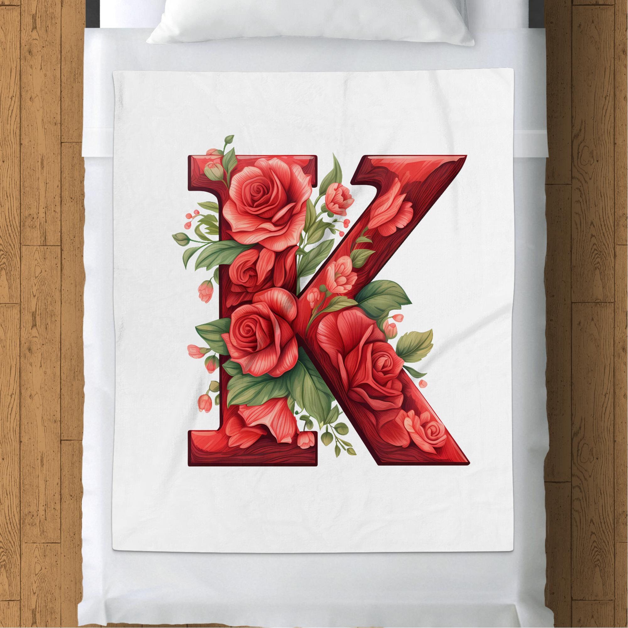 Red Rose Letter K Transparent Letter Graphic Printable Art, Aesthetic ...