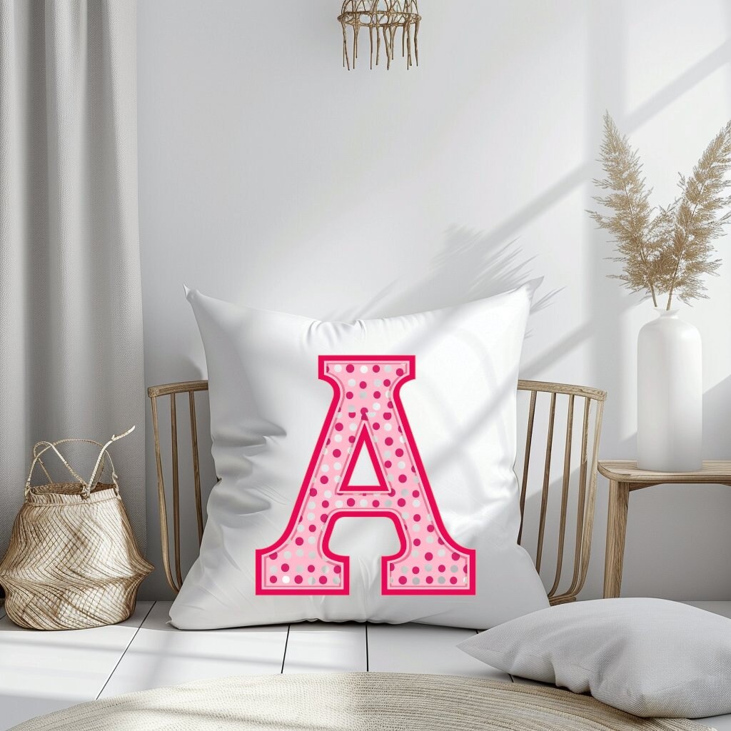 Pink Polka Dot Letter A Transparent Letter Graphic Printable Art ...