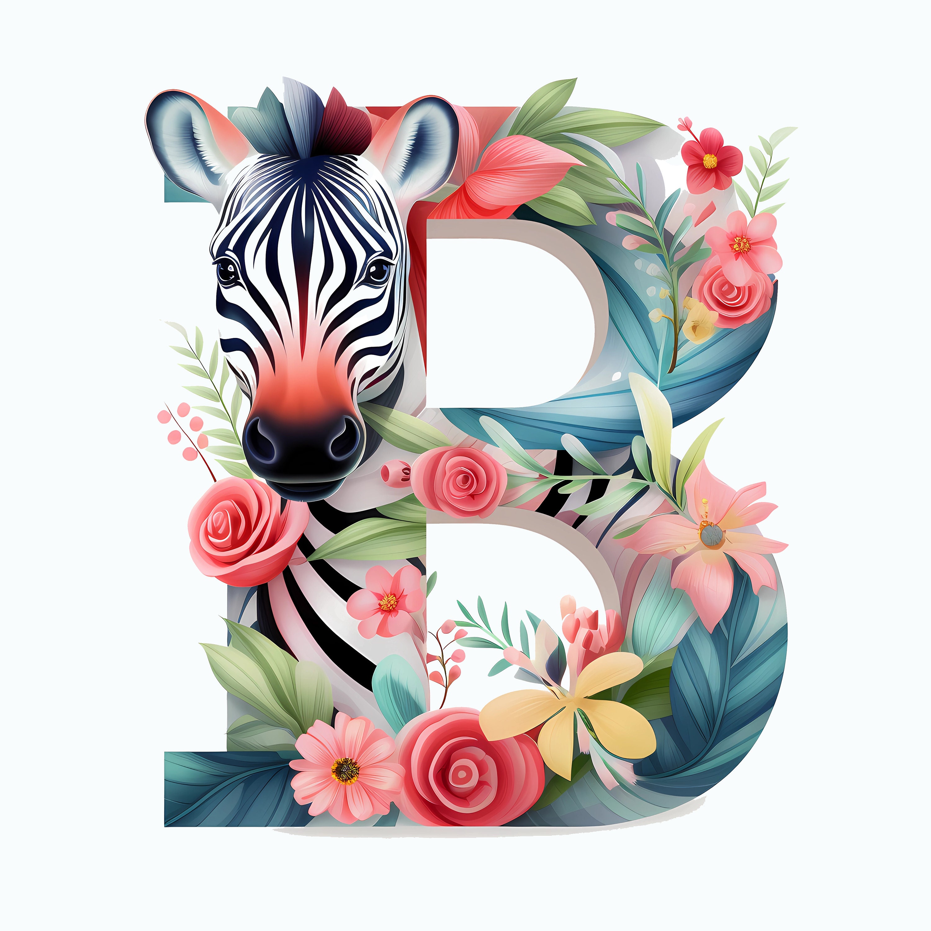 Cute Zebra Letter B Graphic Transparent Letter Graphic Printable Art ...