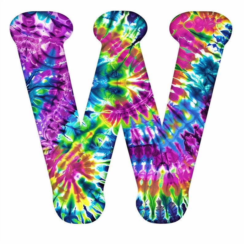 Tie Dye Letter W Transparent Letter Graphic Printable Art, Aesthetic ...