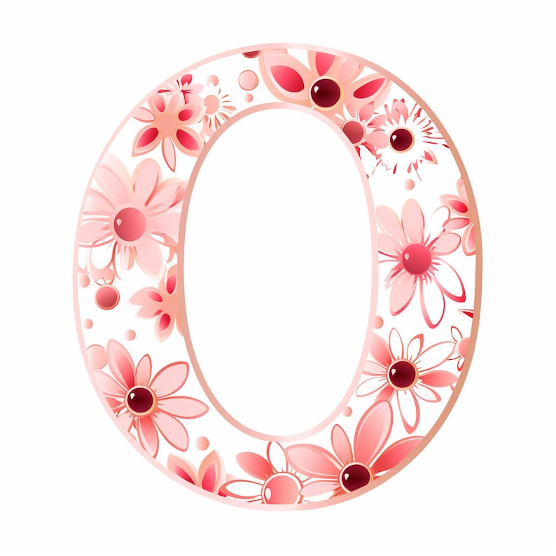 Rose Gold Floral Letter O Transparent Letter Graphic Printable Art ...