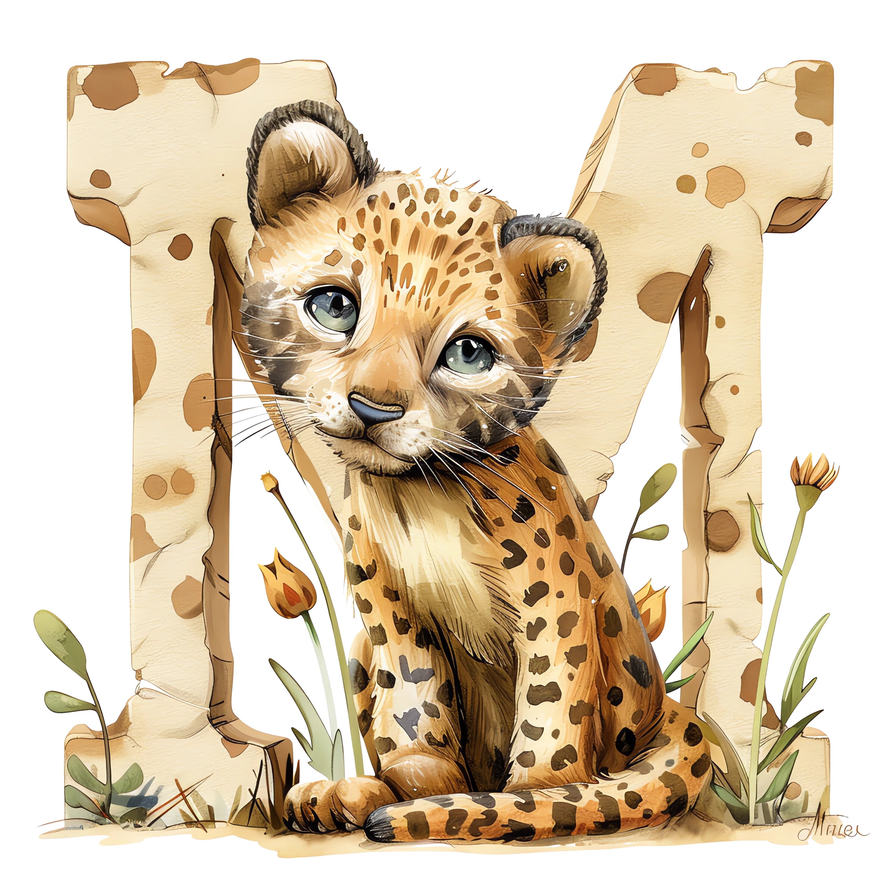 Cheetah Letter M Graphic Transparent Letter Graphic Printable Art ...
